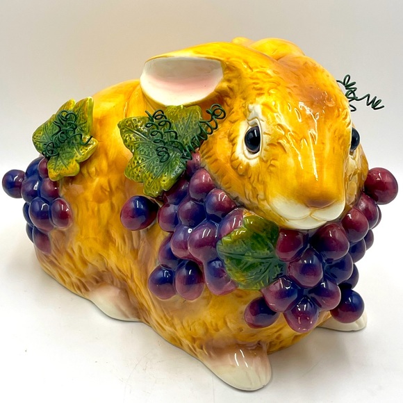 Kitchen | Rare Vintage Ceramic Bunny Rabbit Cookie Jar With Purple ...